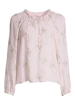 Rebecca Taylor Daffodil Silk Blouse - Seashell Combo