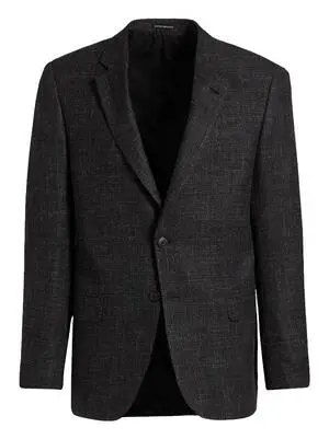 Emporio Armani Virgin Wool-blend Blazer - Black