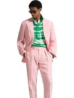 Ralph Lauren Pleated Linen Suit Trousers - Resort Pink