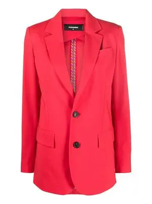 Dsquared2 Virgin Wool Notched Lapel Blazer - Red