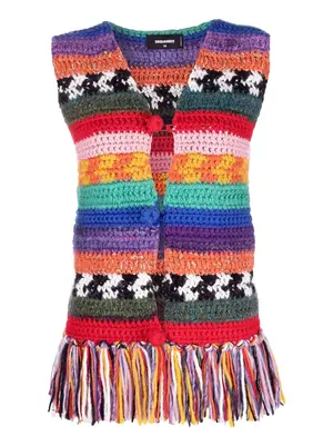 Dsquared2 Striped Knitted Waistcoat - Red
