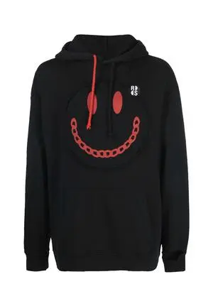 Raf Simons X Smiley Distressed-finish Hoodie - Black