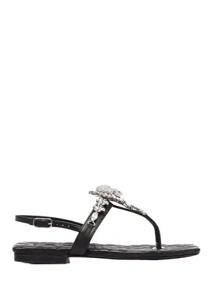 Philipp Plein Crystal-skull Leather Sandals - Black