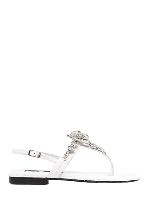 Philipp Plein Philipp Plein Crystal-Skull Flat Sandals White