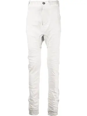 Boris Bidjan Saberi Stitch-detail Skinny-cut Jeans - Grey