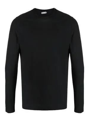 ZANONE Long-sleeved Cotton T-shirt - Black