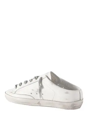 GOLDEN GOOSE Superstar Distressed Glittered Leather Slip-on Sneakers - White