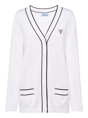 Prada V-neck Silk Cardigan - White