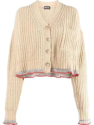 DIESEL® V-neck Cropped Cardigan - Neutrals