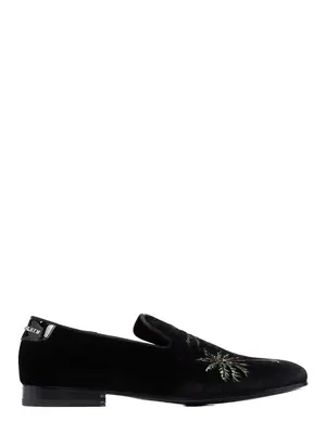 Philipp Plein Palm Embroidered Loafers - Black