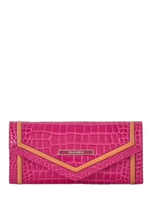 Brahmin Brahmin Veronica Melbourne Croc Embossed Leather Wallet Paradise Pink