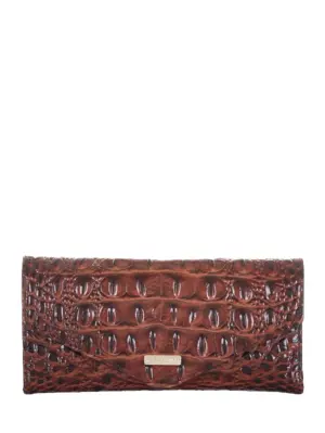 Brahmin Veronica Melbourne Croc Embossed Leather Wallet - Pecan