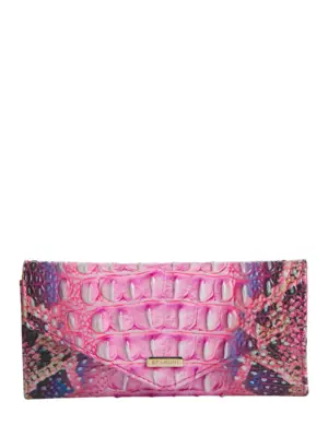Brahmin Brahmin Veronica Melbourne Croc Embossed Leather Wallet Pink Cobra