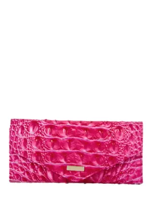 Brahmin Brahmin Veronica Melbourne Croc Embossed Leather Wallet Pink Cosmo