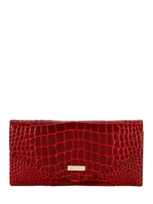 Brahmin Brahmin Veronica Melbourne Croc Embossed Leather Wallet Red
