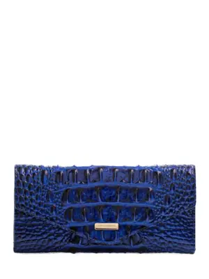Brahmin Brahmin Veronica Melbourne Croc Embossed Leather Wallet Sapphire