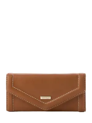 Brahmin Brahmin Veronica Melbourne Croc Embossed Leather Wallet Tan