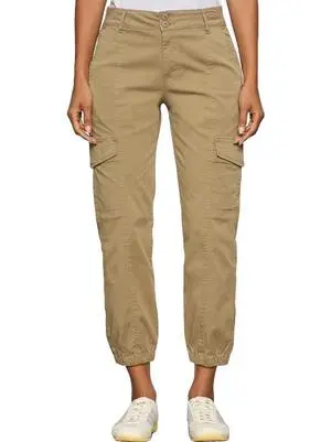 Sanctuary Rebel Crop Stretch Cotton Cargo Pants - Covert Green