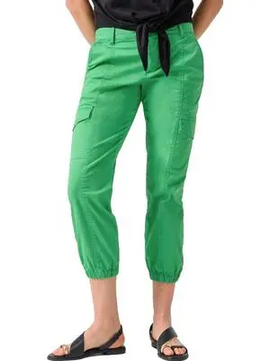 Sanctuary Rebel Crop Stretch Cotton Cargo Pants - Green Goddess