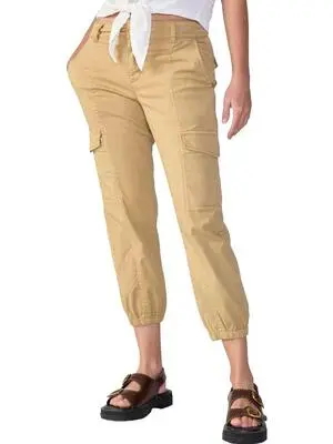 Sanctuary Rebel Crop Stretch Cotton Cargo Pants - True Khaki