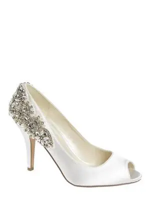 PARADOX LONDON PINK Cynthia Embellished Pumps - Ivory Satin