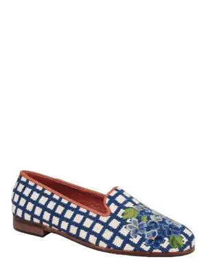 BYPAIGE ByPaige Needlepoint Checkered Hydrangea Flat Hydrangea Blue