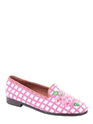 BYPAIGE ByPaige Needlepoint Checkered Hydrangea Flat Pink