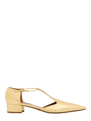 EMME PARSONS Mary Jane Ballerina Pumps - Gold Nappa