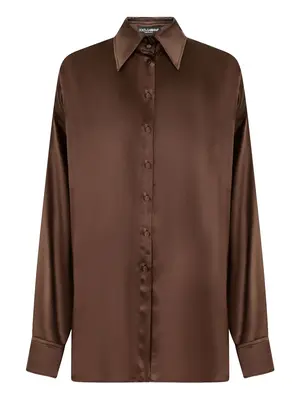 Dolce & Gabbana Button-up Silk Shirt - Brown