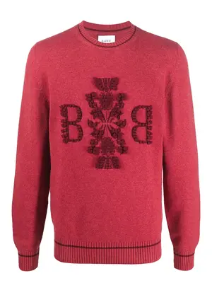 BARRIE Embroidered Cashmere Jumper - Red