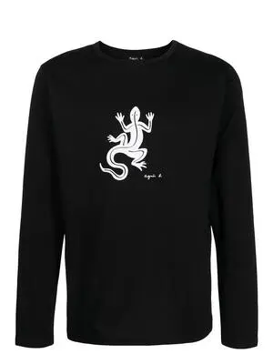 AGNÈS B. Coulos Lizard-print T-shirt - Black