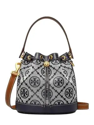 Tory Burch T Monogram Jacquard Bucket Bag - Tory Navy