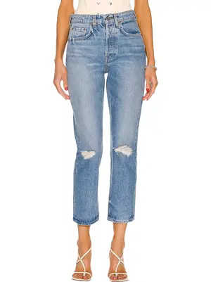 GRLFRND Karolina High-rise Straight Crop Jeans - Ellis Island