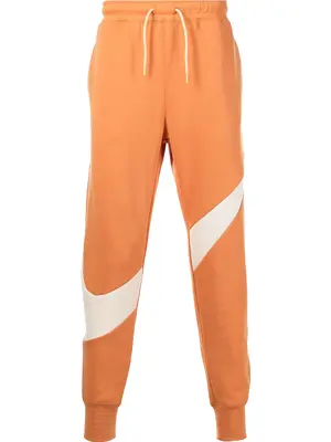 Nike Swoosh-print Fleece Track Pants - Orange