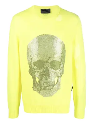 Philipp Plein Skull Logo Knitted Sweater - Yellow
