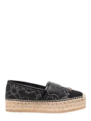 FERRAGAMO Gancini Logo-embroidered Espadrilles - Black