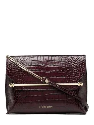 Strathberry Embossed Leather Crossbody Bag - Purple