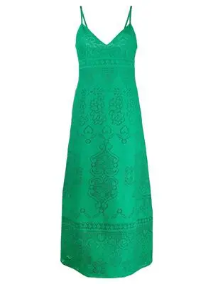 Valentino Garavani Heavy Lace Long Dress - Green