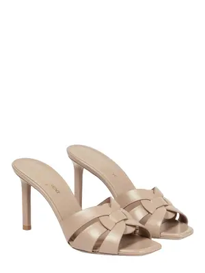 Saint Laurent Tribute 85 Leather Sandals - Beige