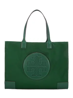 Tory Burch Tory Burch Ella Logo Tote Bag Dark Foliage