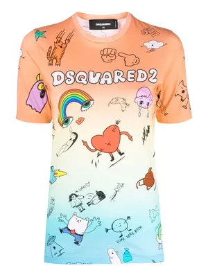 Dsquared2 Graphic-print Gradient T-shirt - Orange