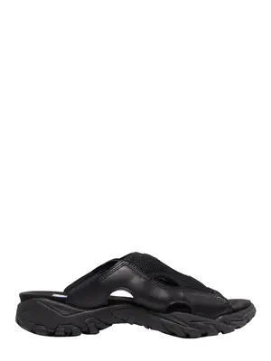 Alexander McQueen Striae Leather Sliders - Black