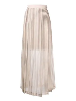 Brunello Cucinelli Layered Pleated Maxi Skirt - Neutrals
