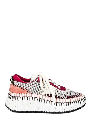 Chloé Chloe Nama Low Top Sneakers Dark Ruby