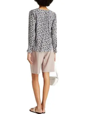 BA&SH Elsa Shirred Floralprint Crepe Blouse