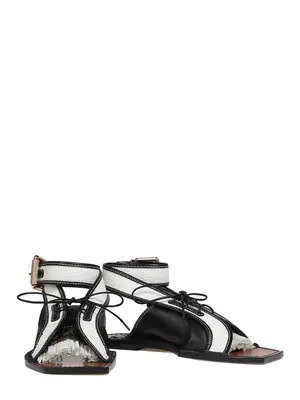 Zimmermann Leather And Faux Raffia Sandals - Black