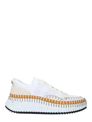 Chloé Nama Embroidered Suede And Recycled Mesh Trainers - White