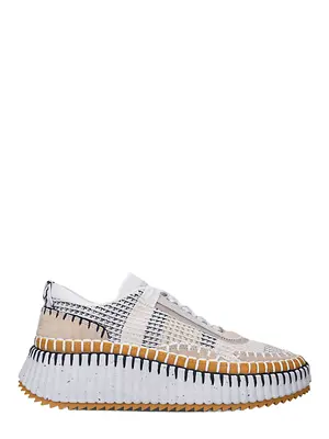 Chloé Nama Embroidered Trainers - Beige