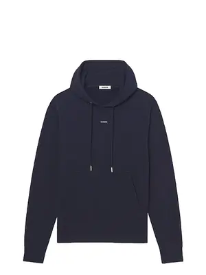 Sandro Logo-embroidered Cotton-jersey Hoodie - Noir / Gris