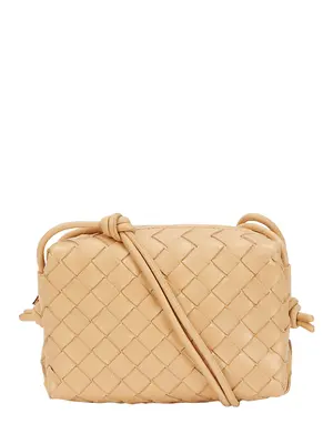 Bottega Veneta Loop Mini Intrecciato Cross-body Bag - Almond-gold
